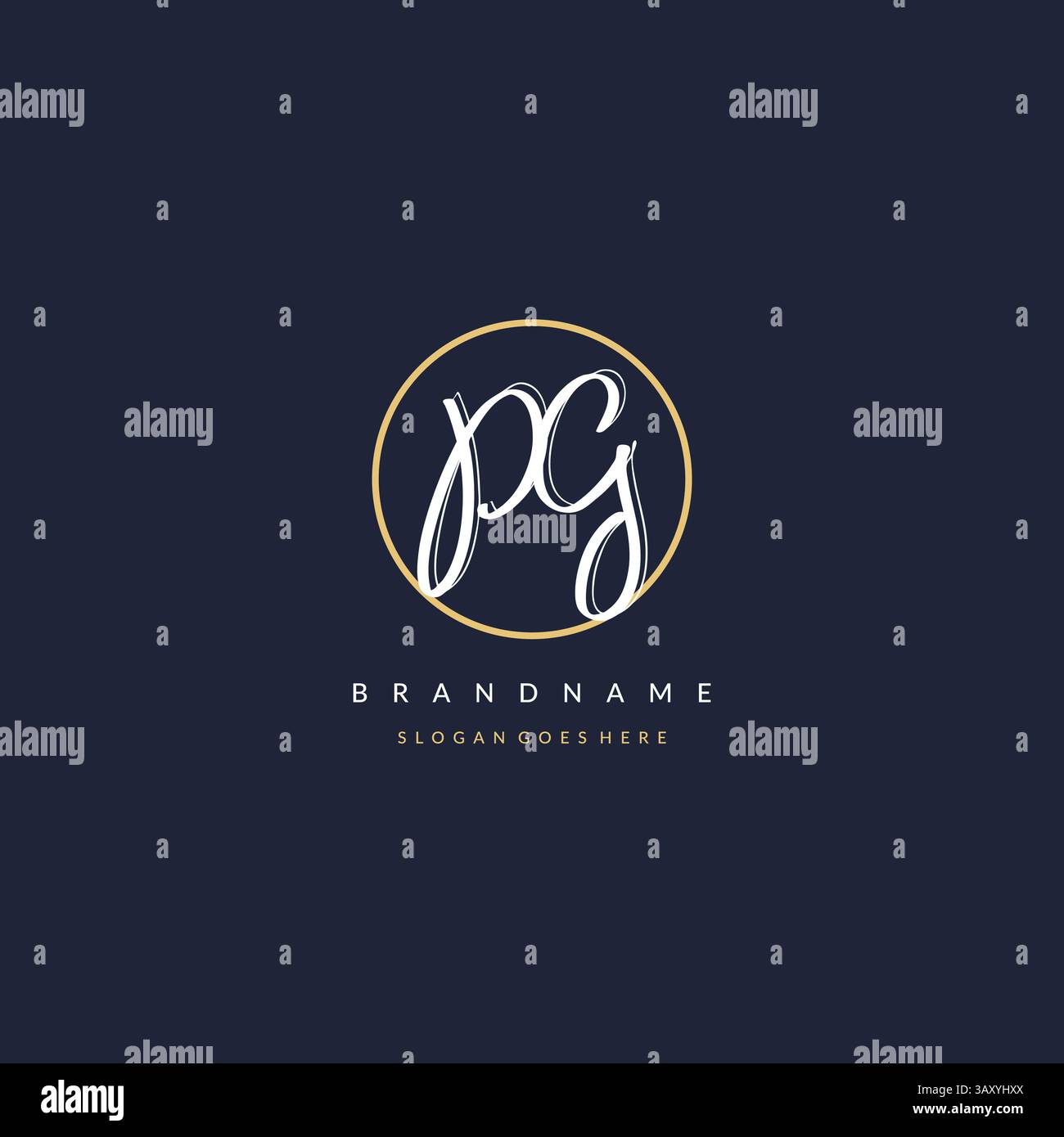 Initial letter PG logo monogram feminine style with circle line design ideas vector graphic ...
