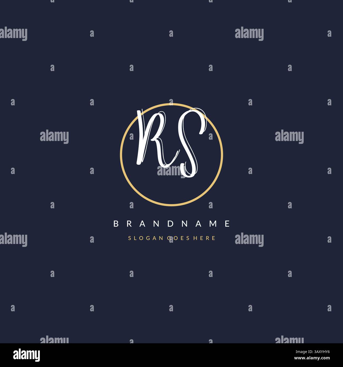 Initial letter RS logo monogram feminine style with circle line design ...