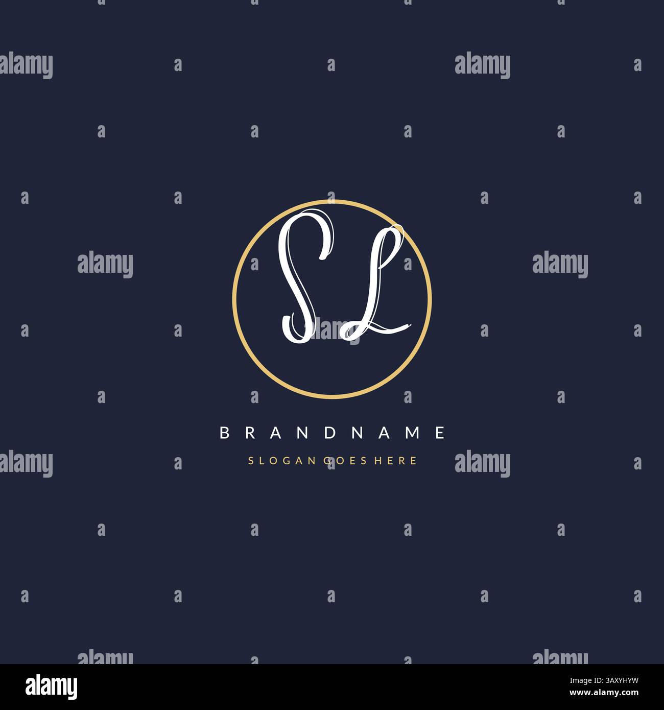 Initial letter SL logo monogram feminine style with circle line design ...