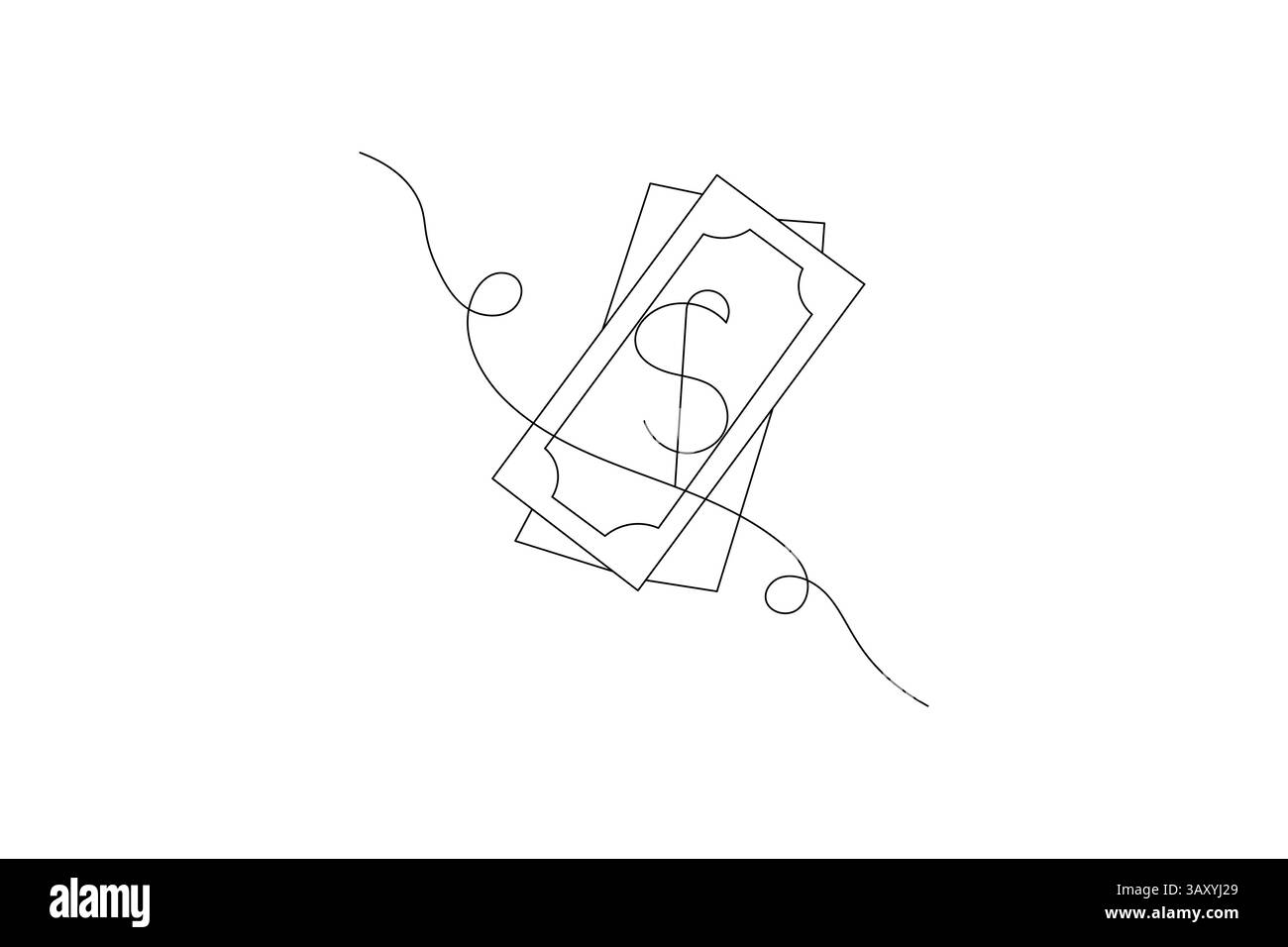 Dollar icon continuous one line art of outline vector drawing Stock ...