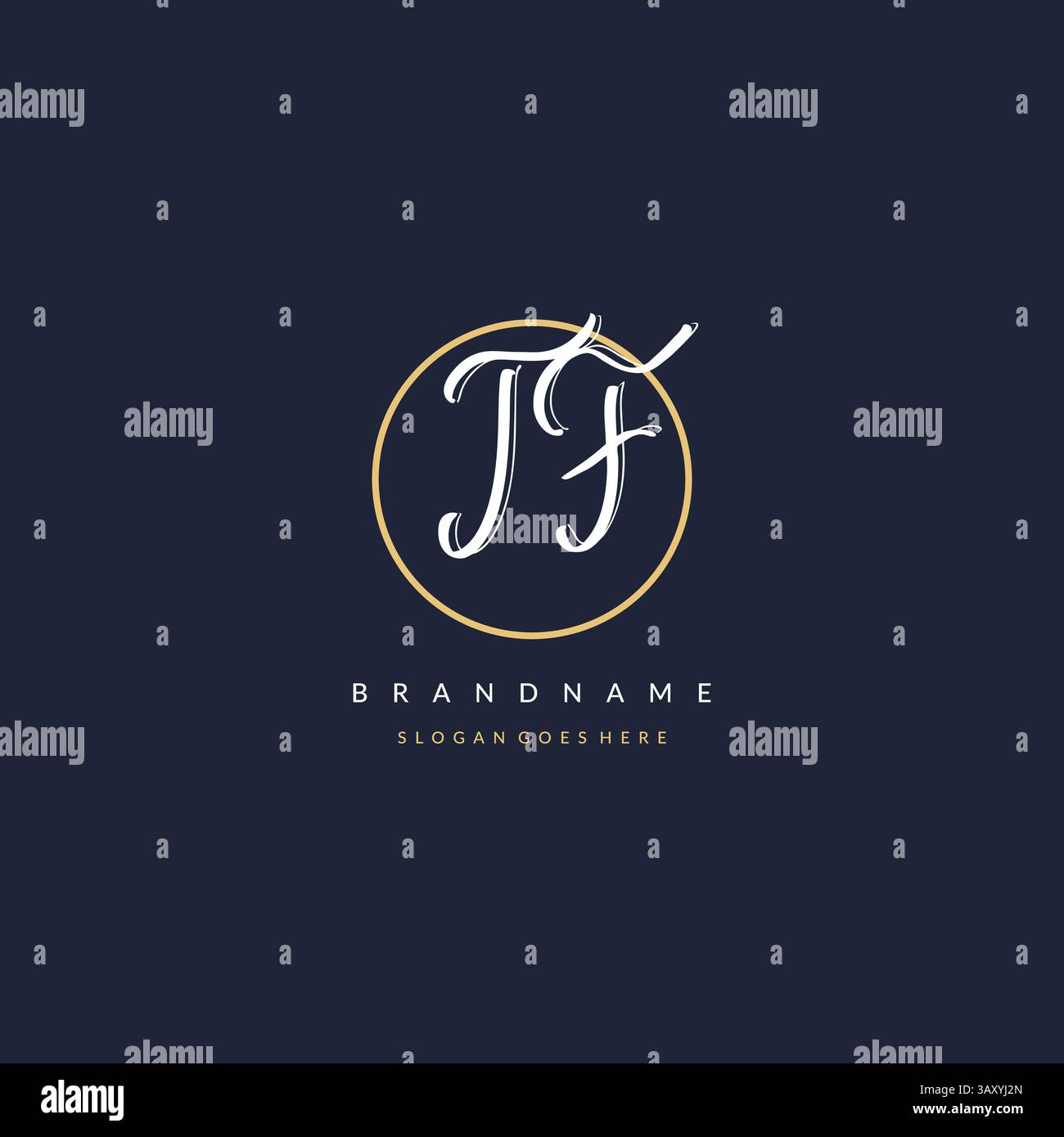 Initial letter TF logo monogram feminine style with circle line design ...