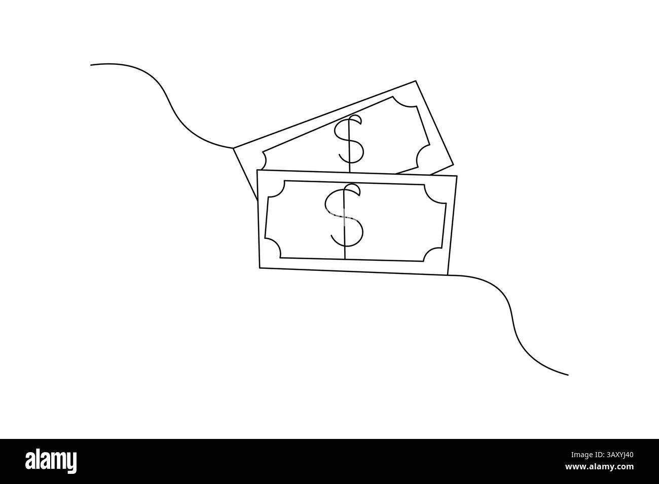 Dollar icon continuous one line art of outline vector drawing Stock ...