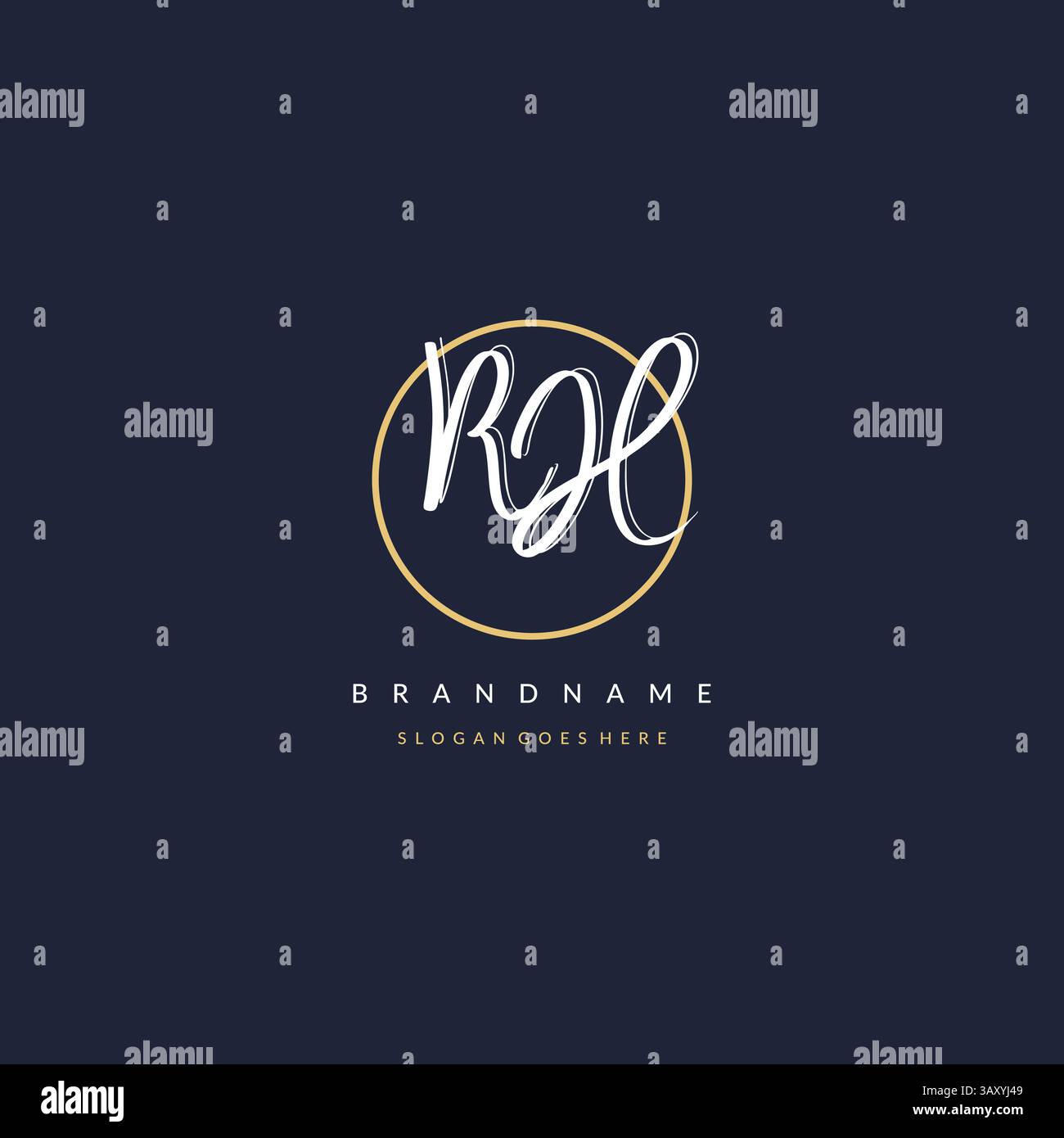 Initial letter RH logo monogram feminine style with circle line design ...
