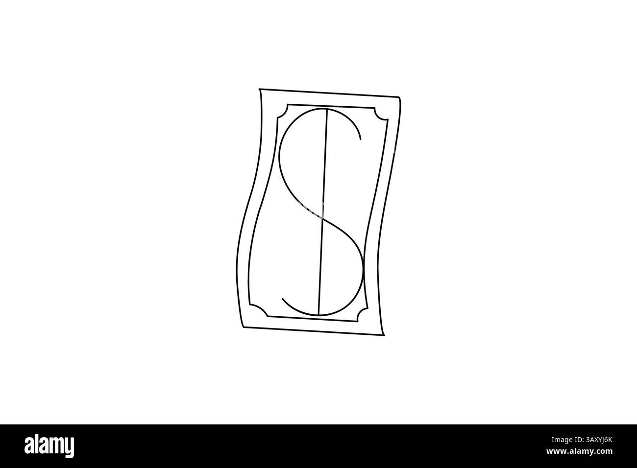 Dollar icon continuous one line art of outline vector drawing Stock ...
