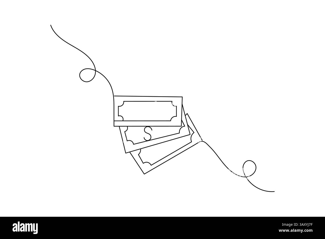 Dollar icon continuous one line art of outline vector drawing Stock ...