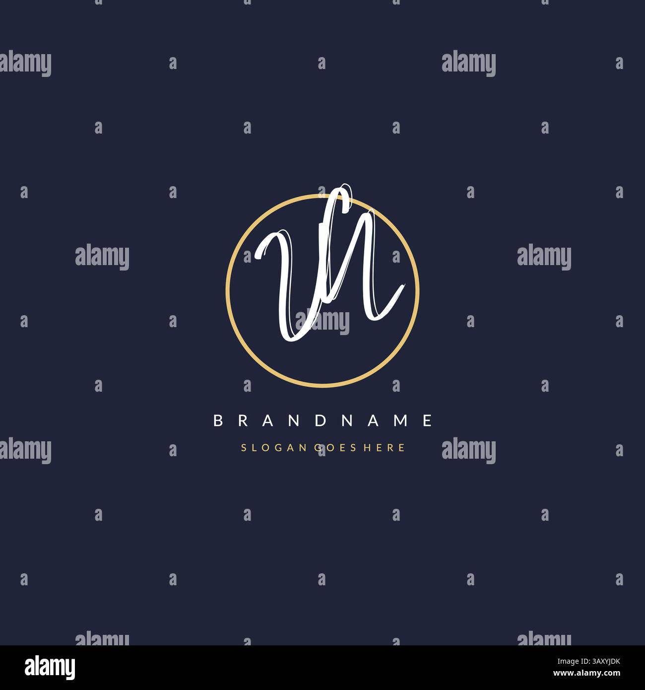 Initial letter VN logo monogram feminine style with circle line design ideas vector graphic ...
