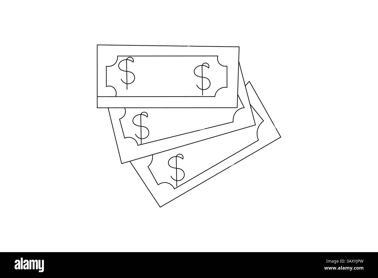 Dollar icon continuous one line art of outline vector drawing Stock ...