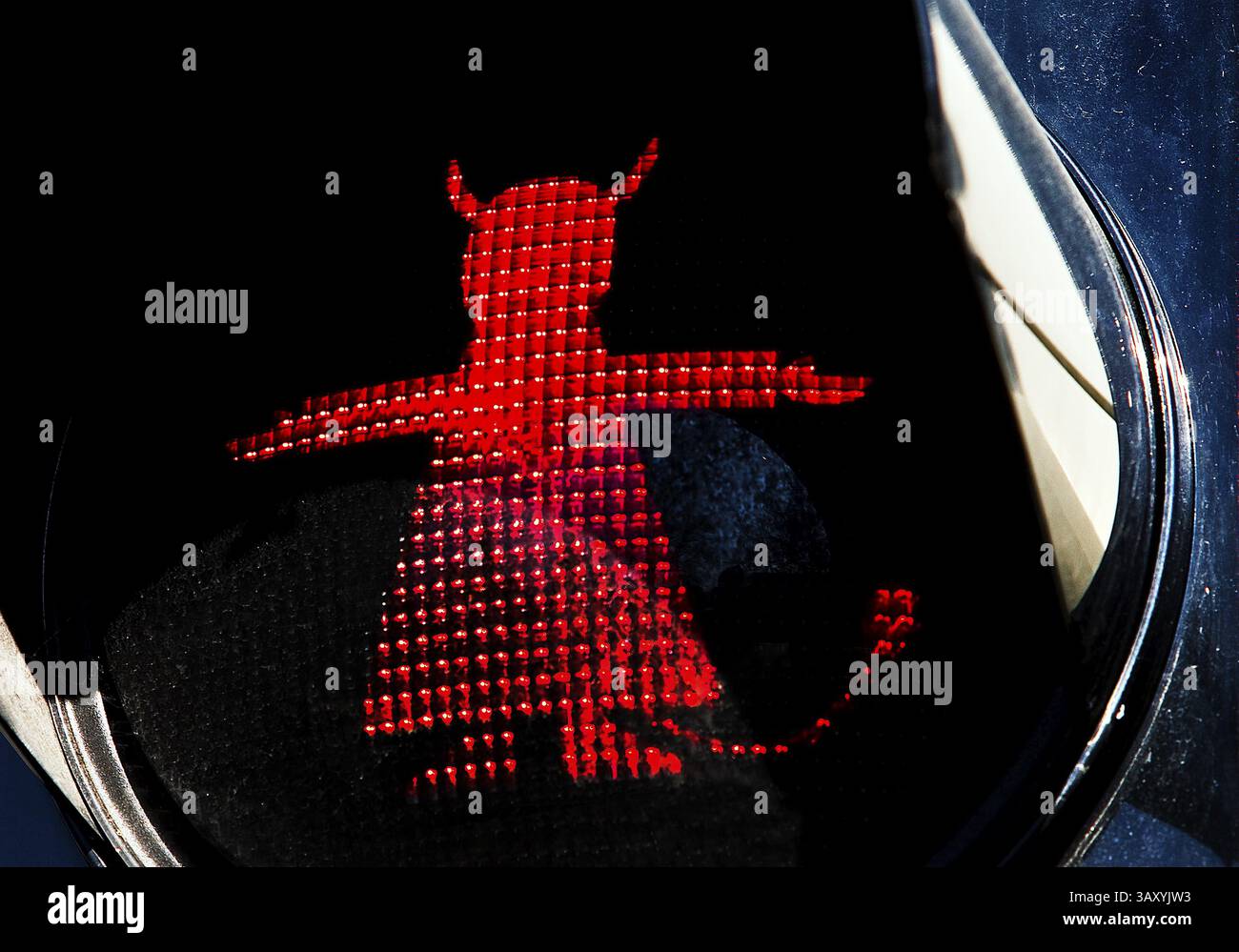 Pedestrian traffic light with red devil figure, devil traffic light ...
