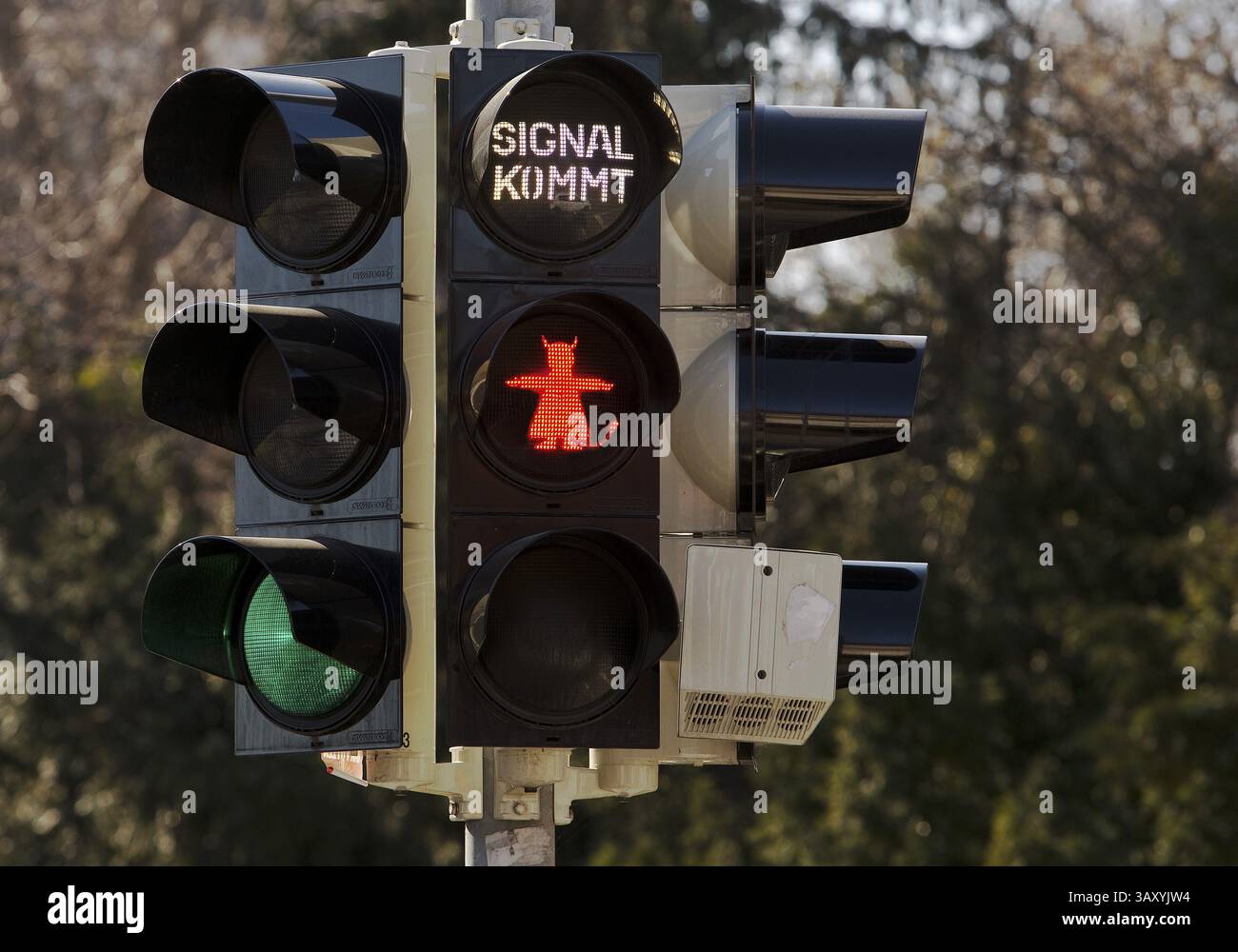 Pedestrian traffic light with red devil figure, devil traffic light ...