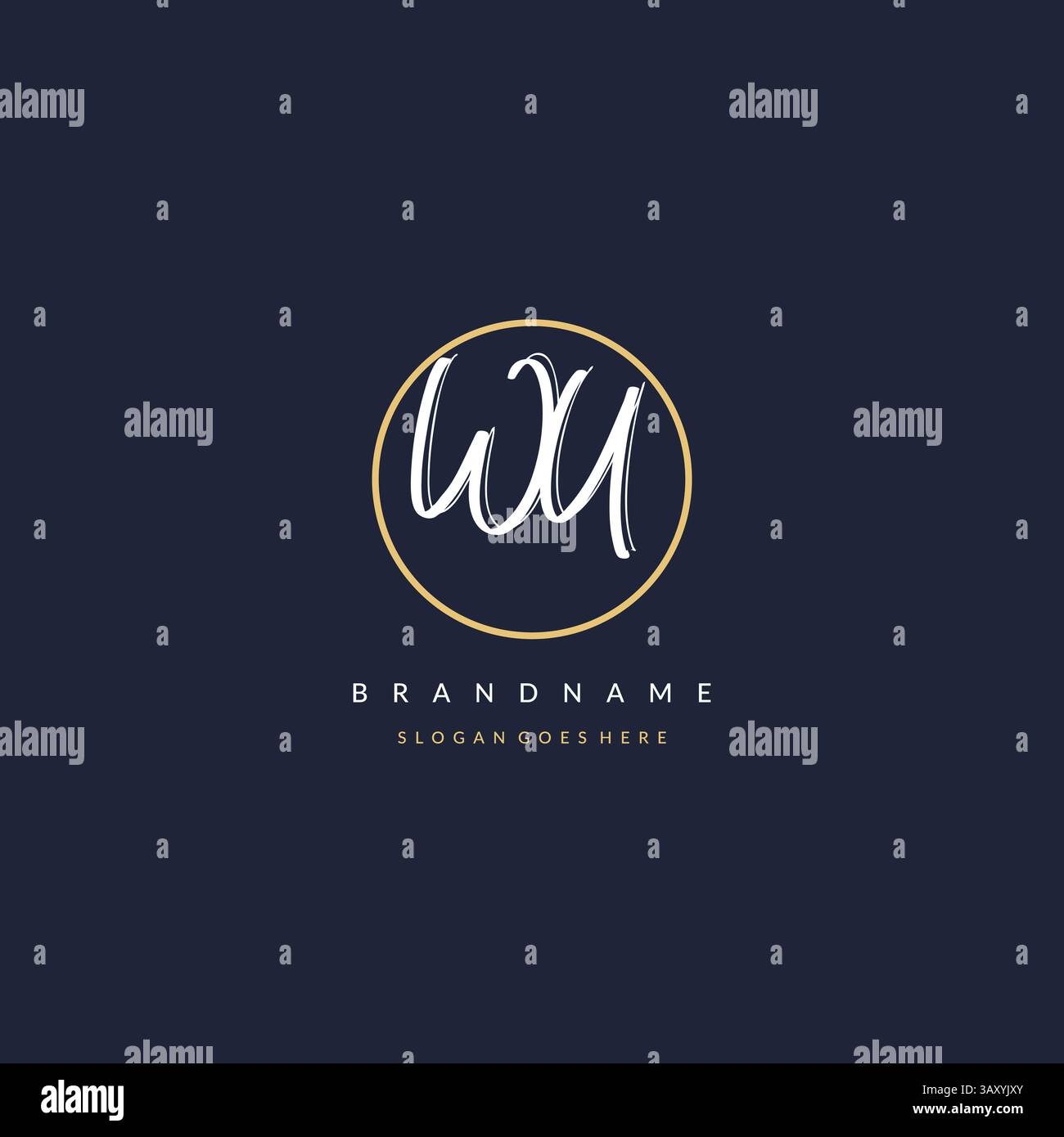 Initial letter WU logo monogram feminine style with circle line design ...