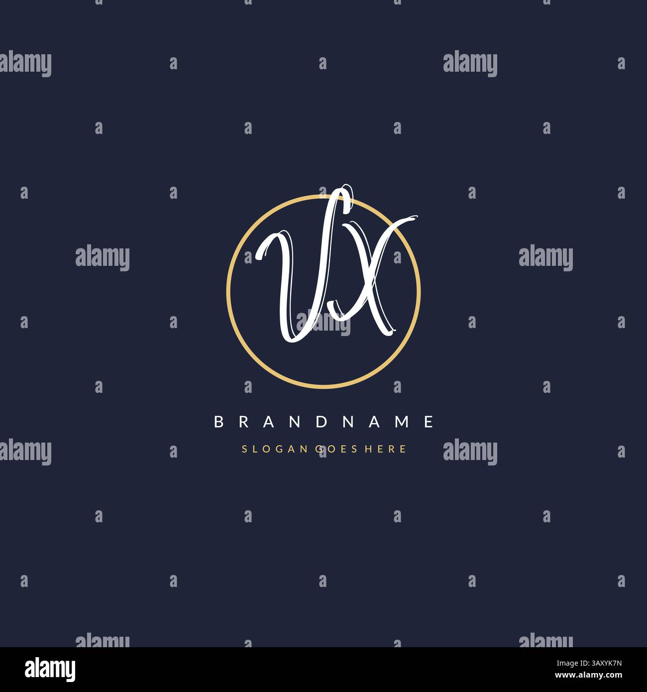 Initial letter VX logo monogram feminine style with circle line design ideas vector graphic ...