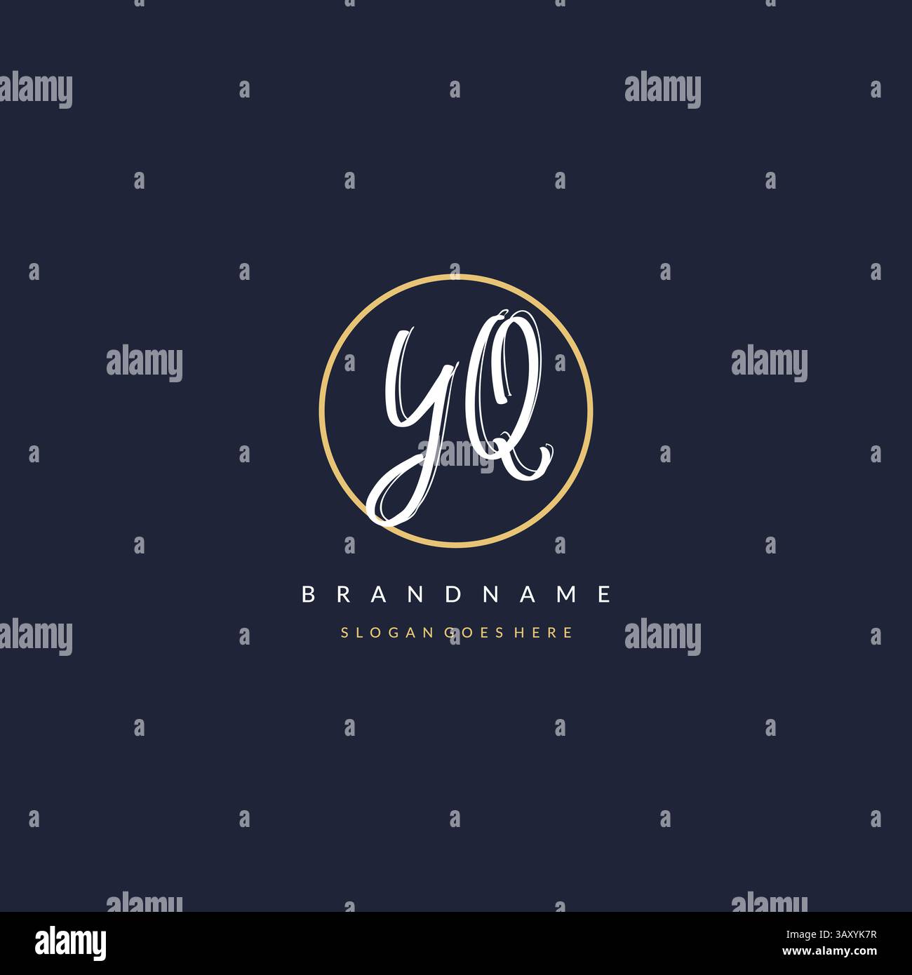 Initial letter YQ logo monogram feminine style with circle line design ...