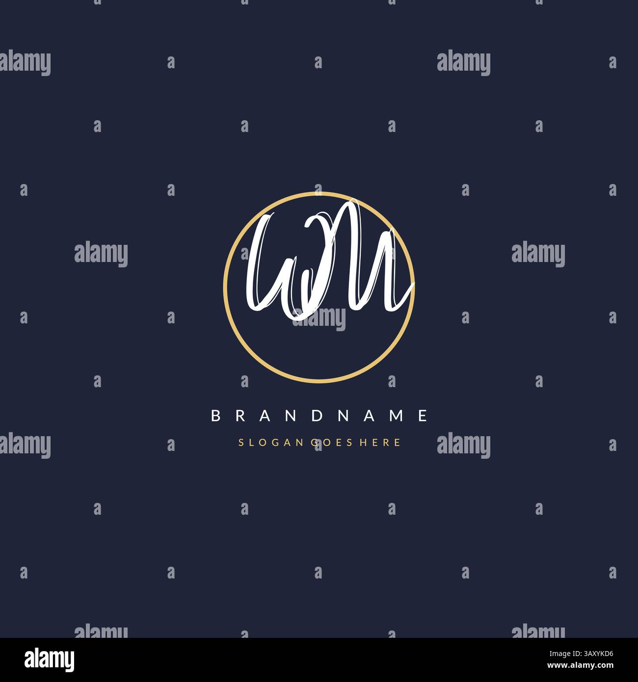 Initial letter WM logo monogram feminine style with circle line design ...