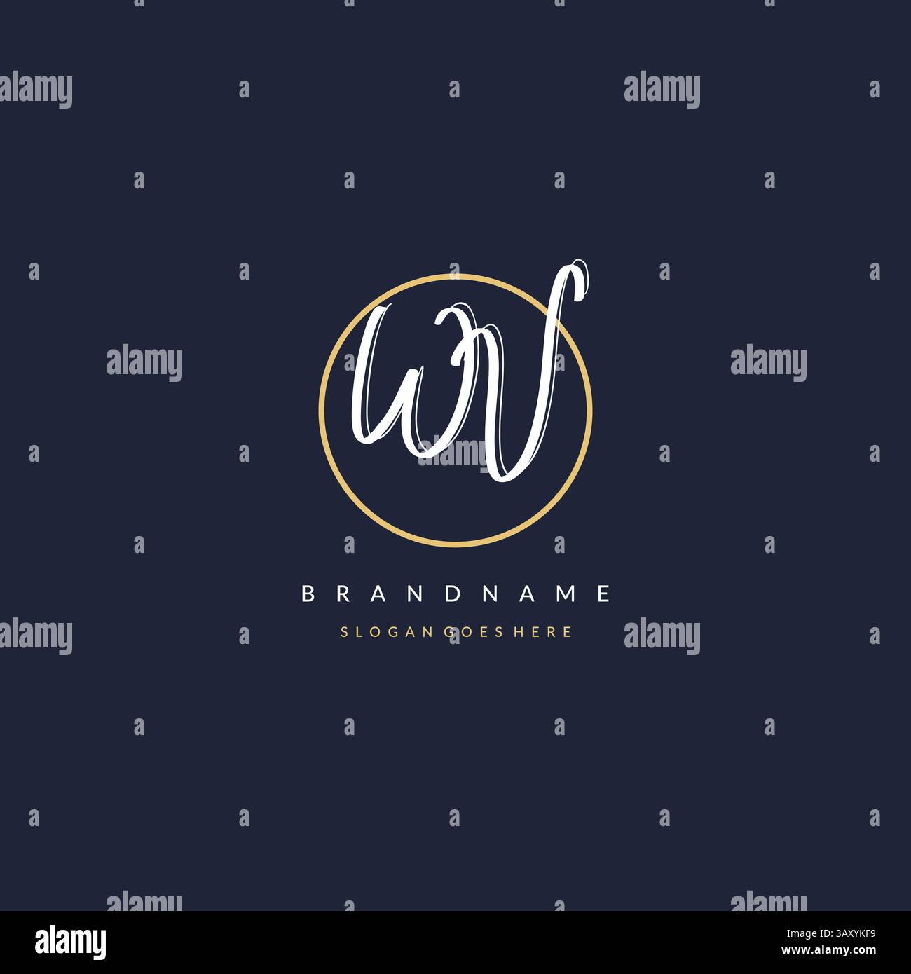 Initial letter WV logo monogram feminine style with circle line design ...
