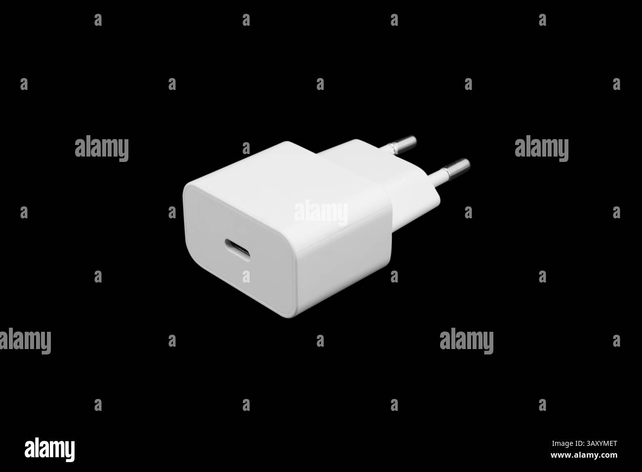 Charger with Type C socket isolated on white background. Type C power ...