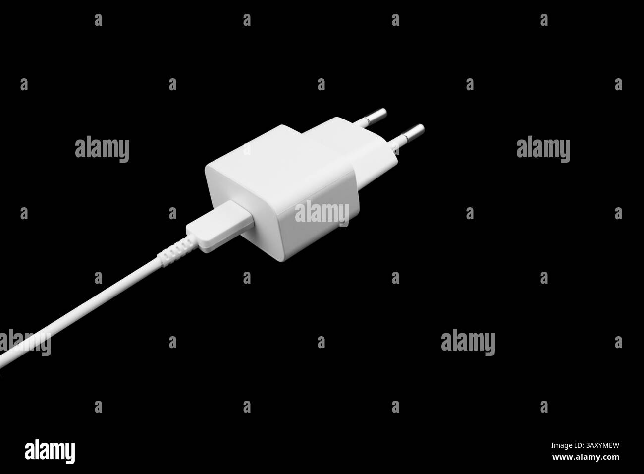 Charger with Type C socket with charging cable isolated on white ...