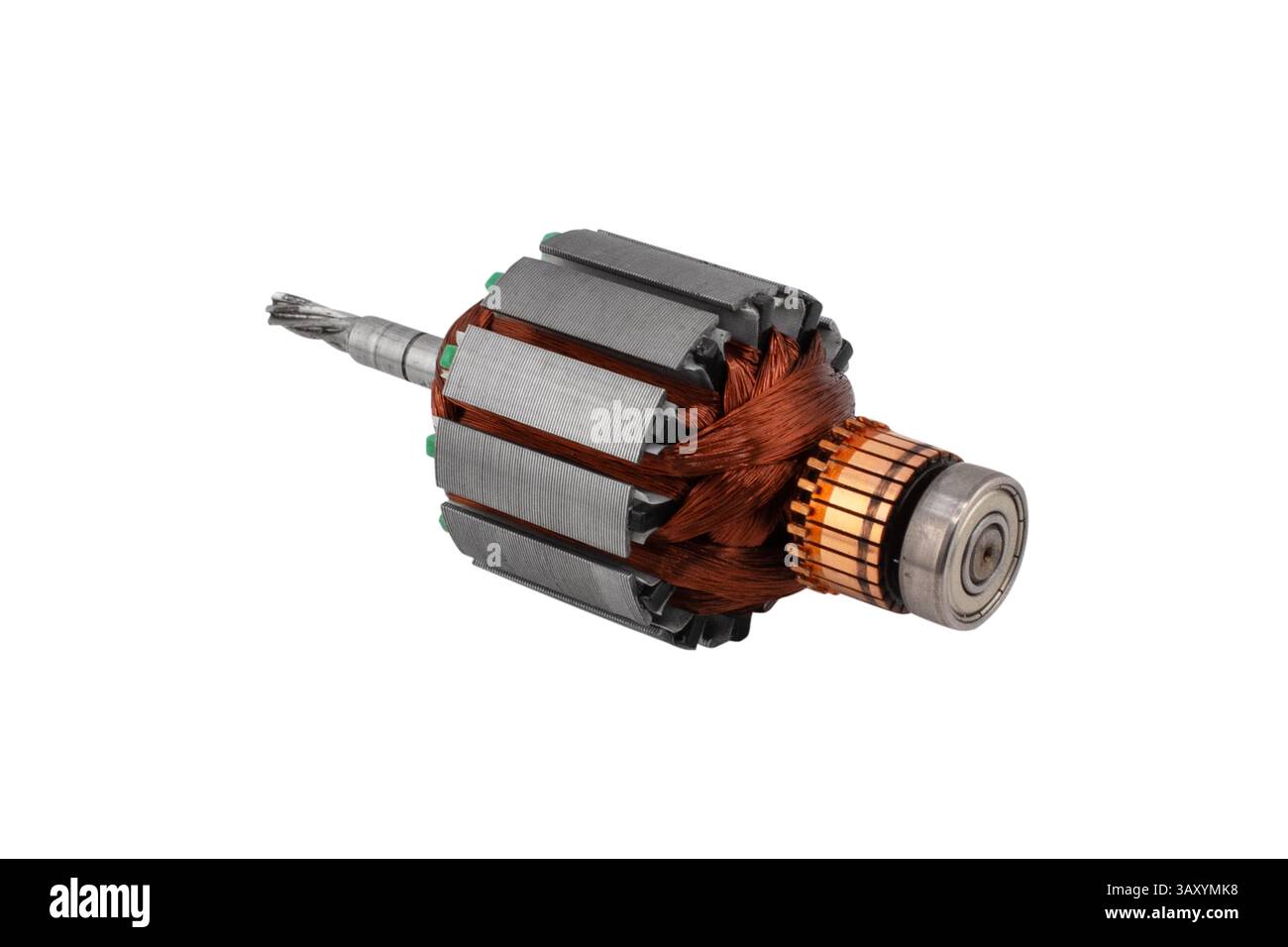 Electric DC motor rotors with copper commutator and coil wire winding ...