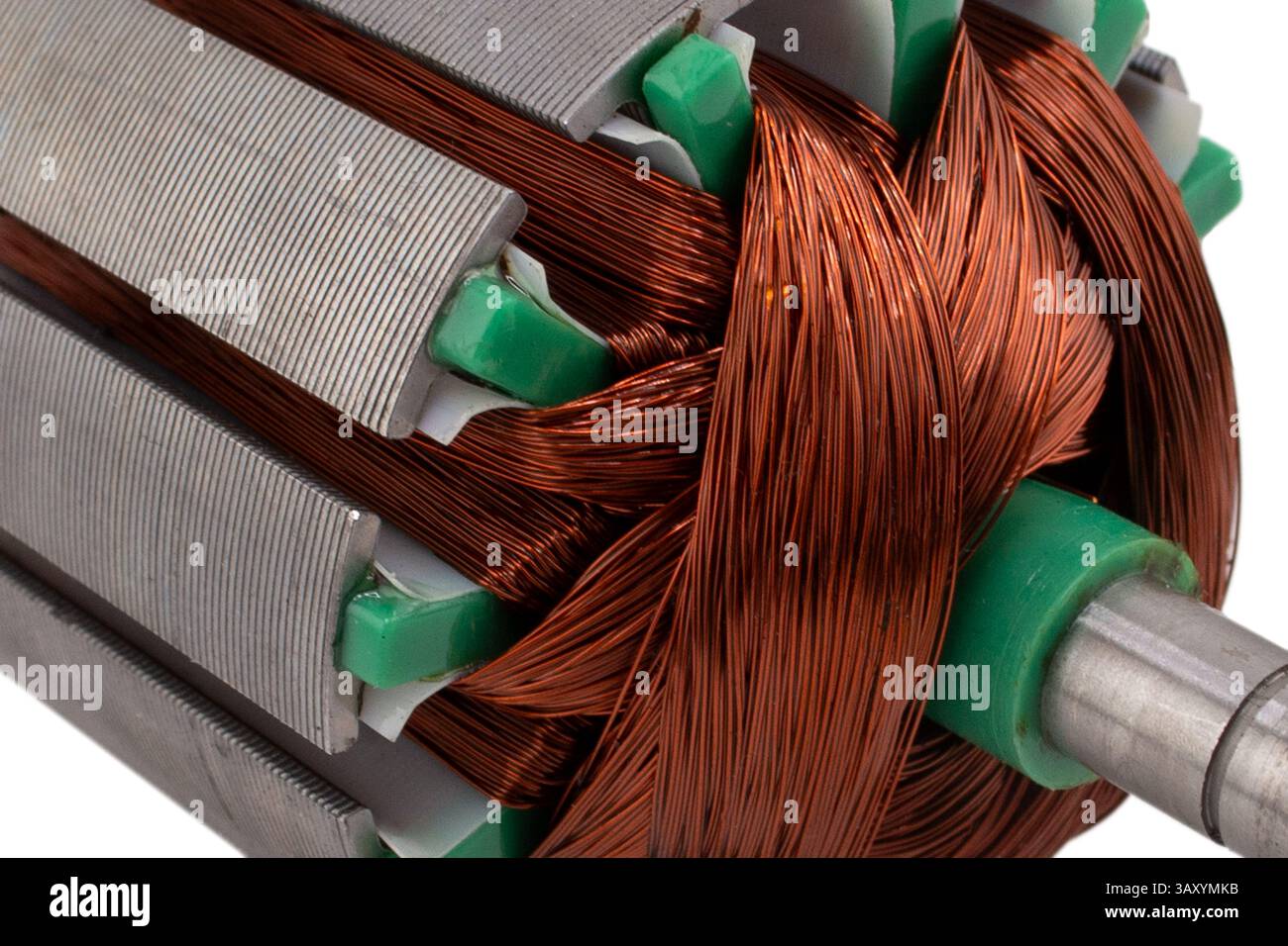 Electric DC motor rotors with copper commutator and coil wire winding ...