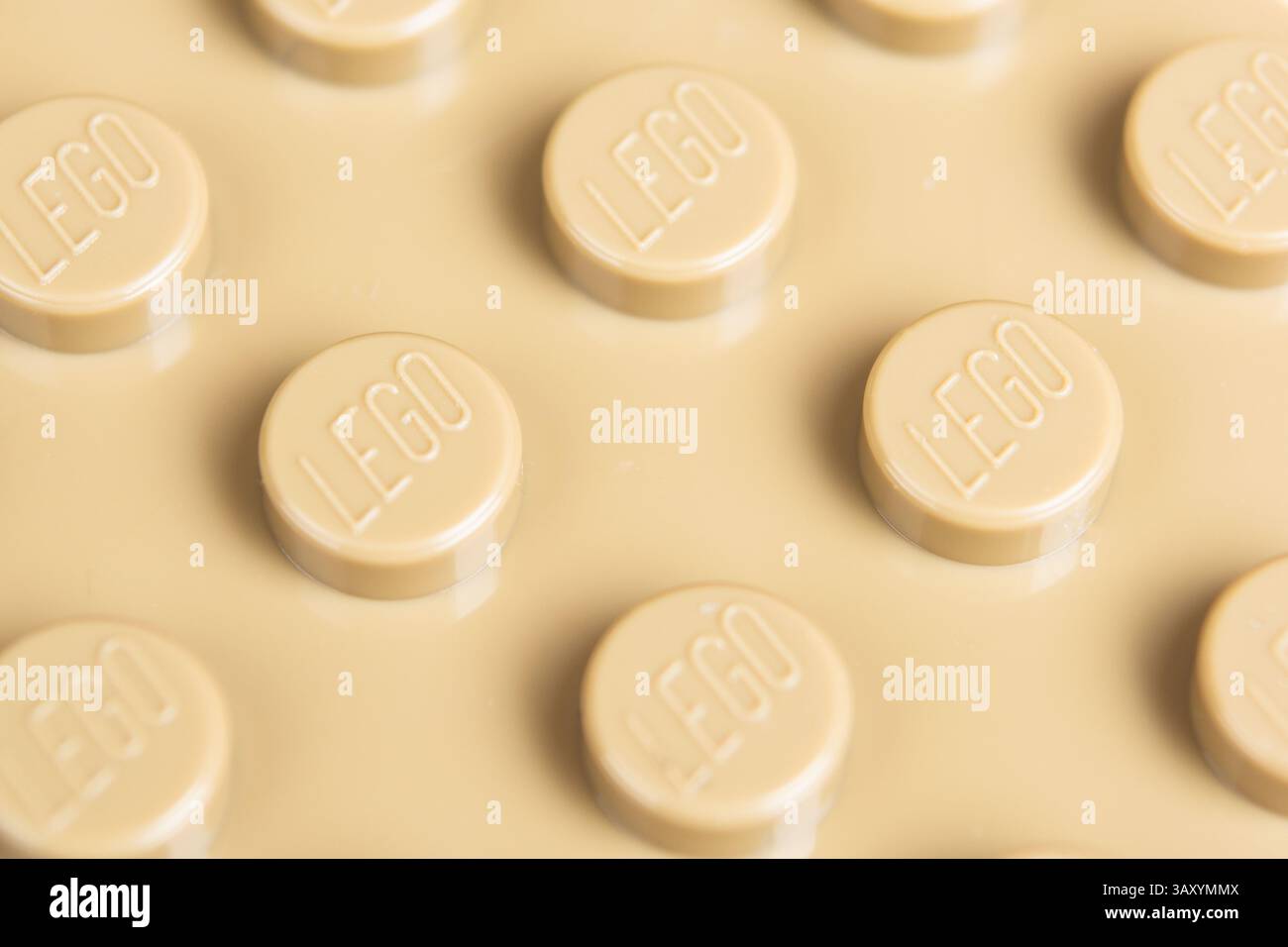 Yerevan, Armenia, March 5, 2025: A view of a Lego logo on a Lego board ...