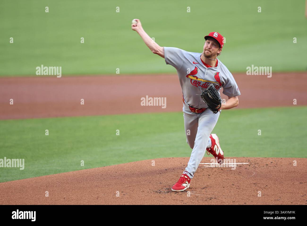 St. Louis Cardinals pitcher Erick Fedde (12) delivers in the second ...