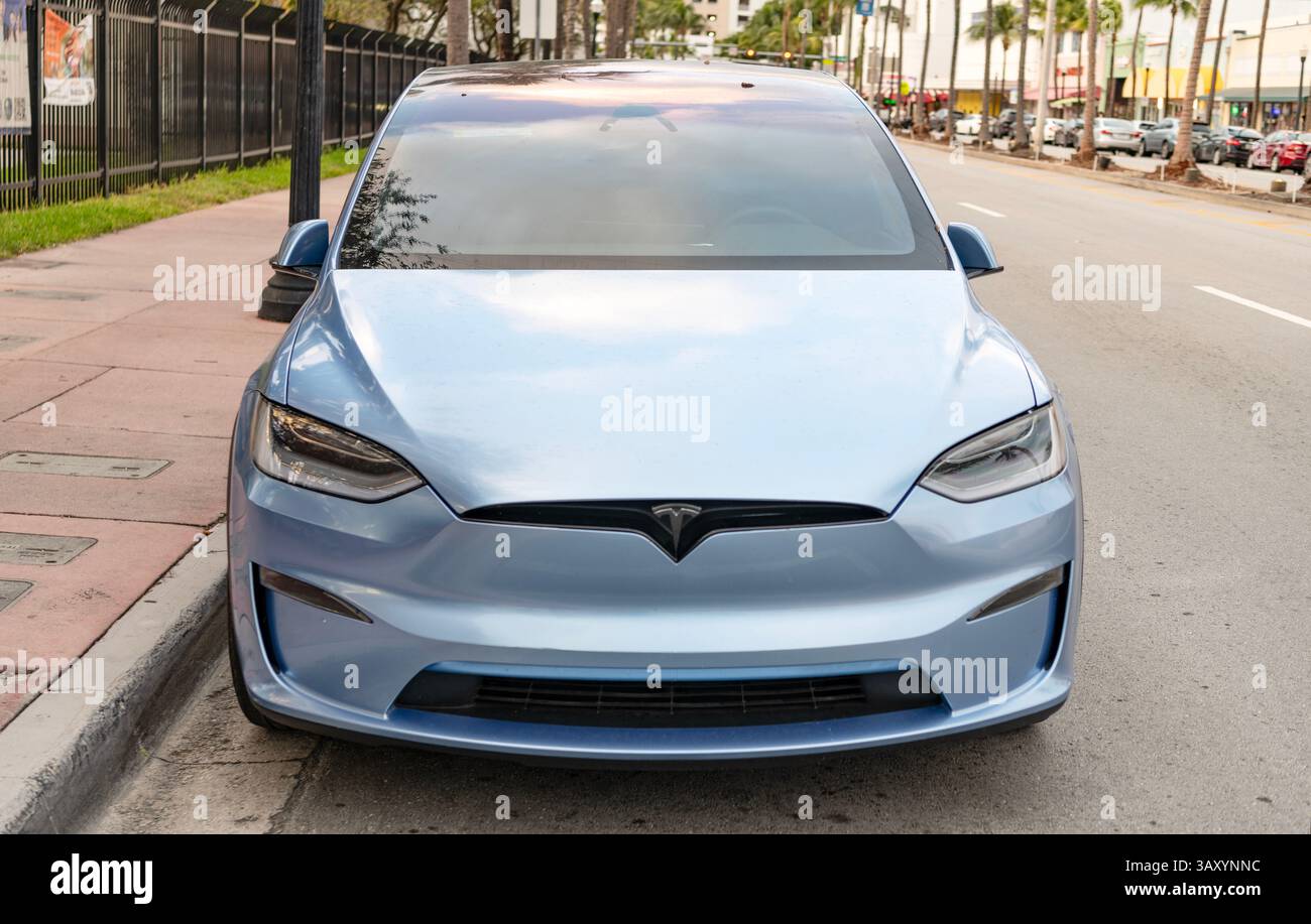 Miami, Florida, USA - November 18, 2024: Tesla Model X 2022 electric ...
