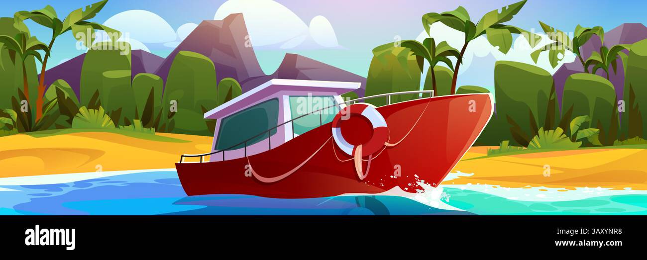 Anchored motor boat Stock Vector Images - Alamy