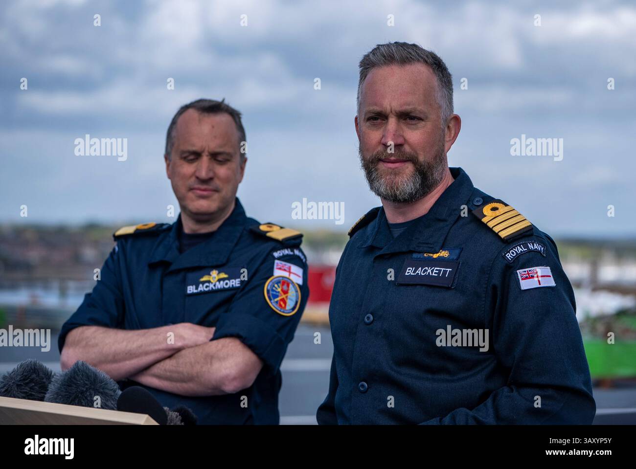 Commodore James Blackmore RN, Commander Carrier Strike Group, left ...