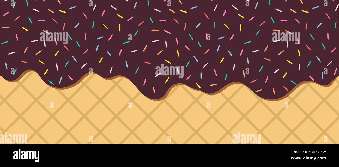 Simple Sprinkle pattern. Chocolate brown wave border with colorful ...
