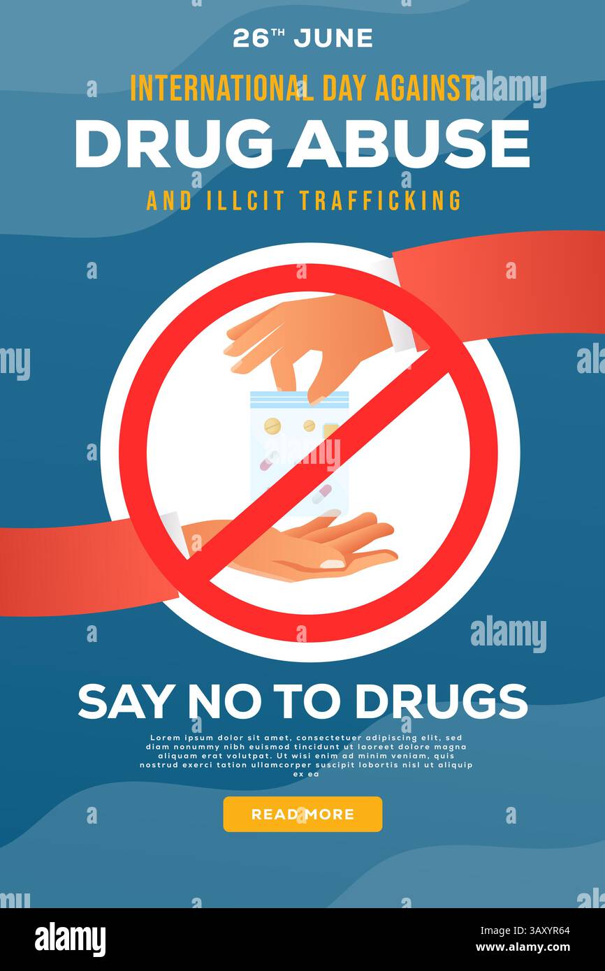 international day against drug abuse poster illustration Stock Vector Image & Art - Alamy