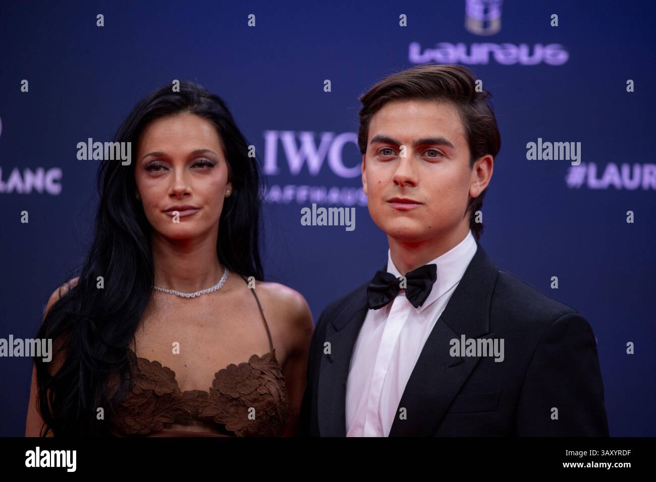 Madrid, Spain. 21st Apr, 2025. Paulo Dybala of AS Roma and his wife ...