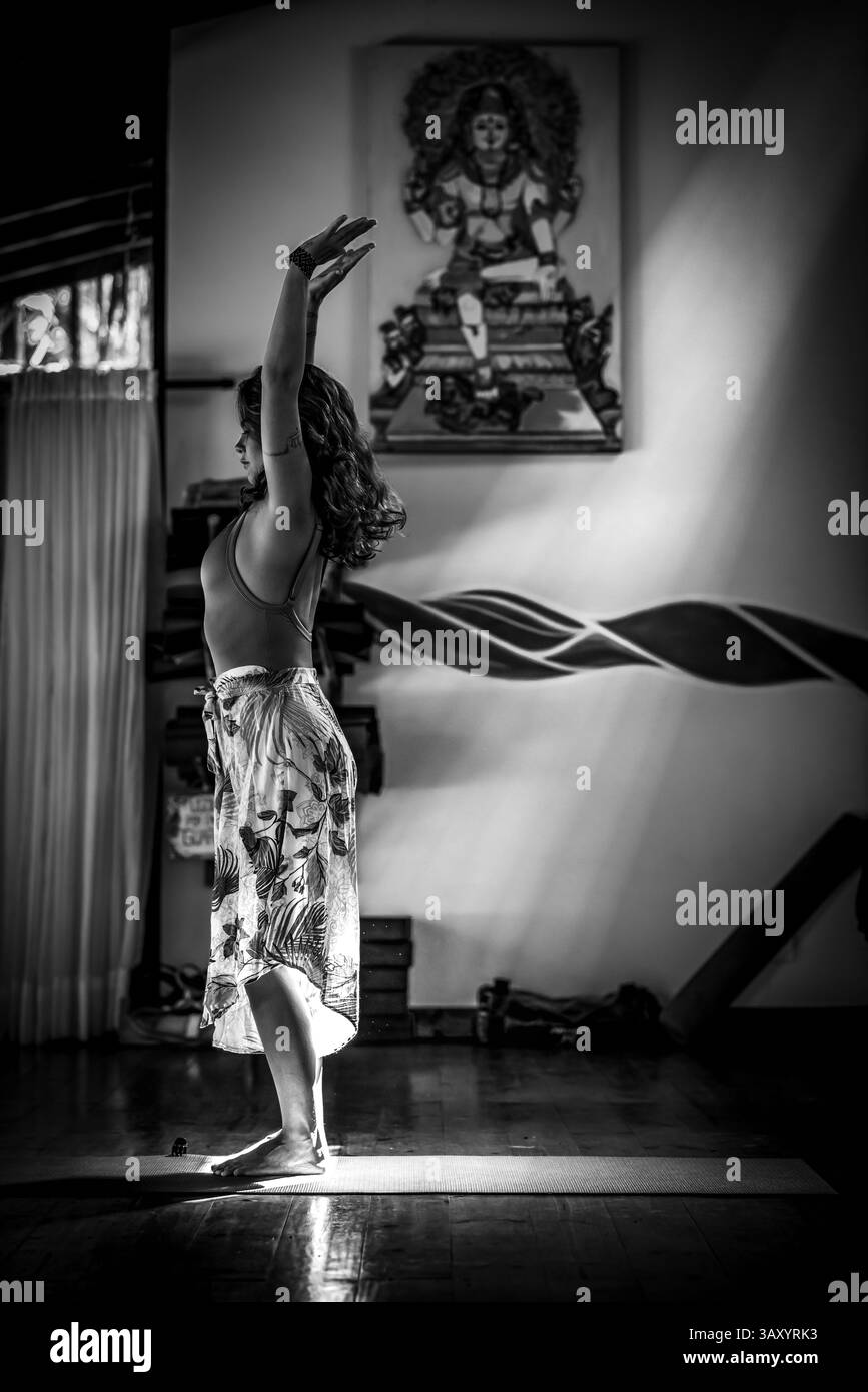 Peaceful Yoga Pose with Spiritual Backdrop and Natural Light Stock ...
