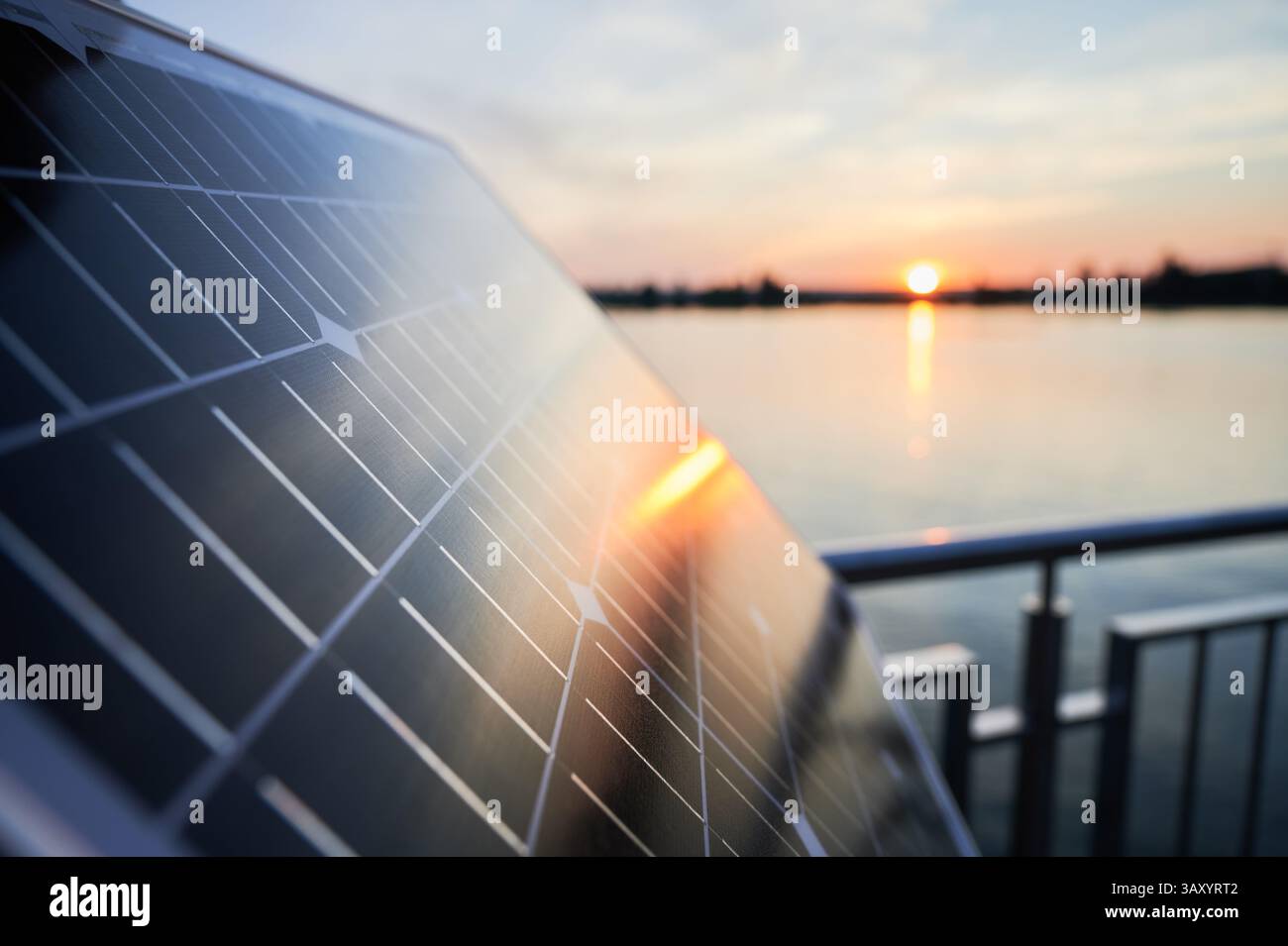 Solar panel reflects setting hi-res stock photography and images - Alamy