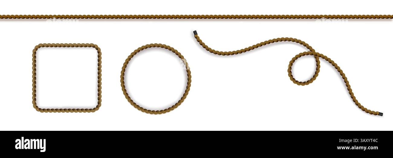 Rope string tie - brown wavy lines, shapes and frames. Twisted cables ...