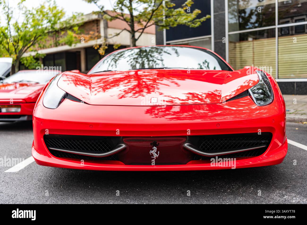 Chicago, Illinois - September 29, 2024: Ferrari 458 Italia red color. Ferrari 458 Italia parked ...