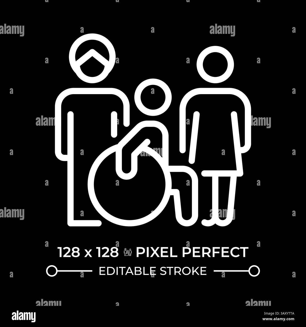 Freedom from discrimination pixel perfect white line icon in negative ...