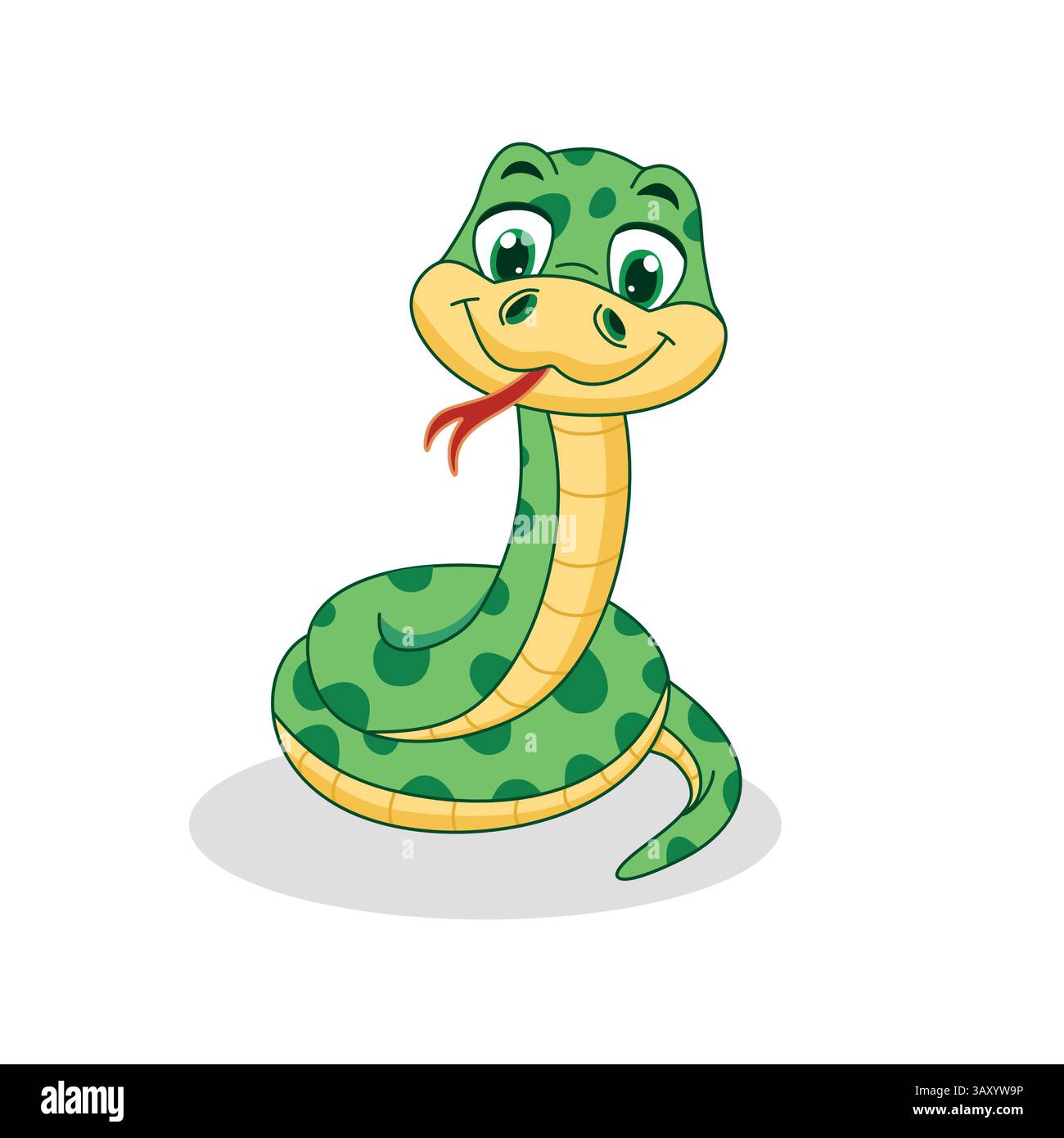 Cute snake cartoon vector illustration on white background Stock Vector ...