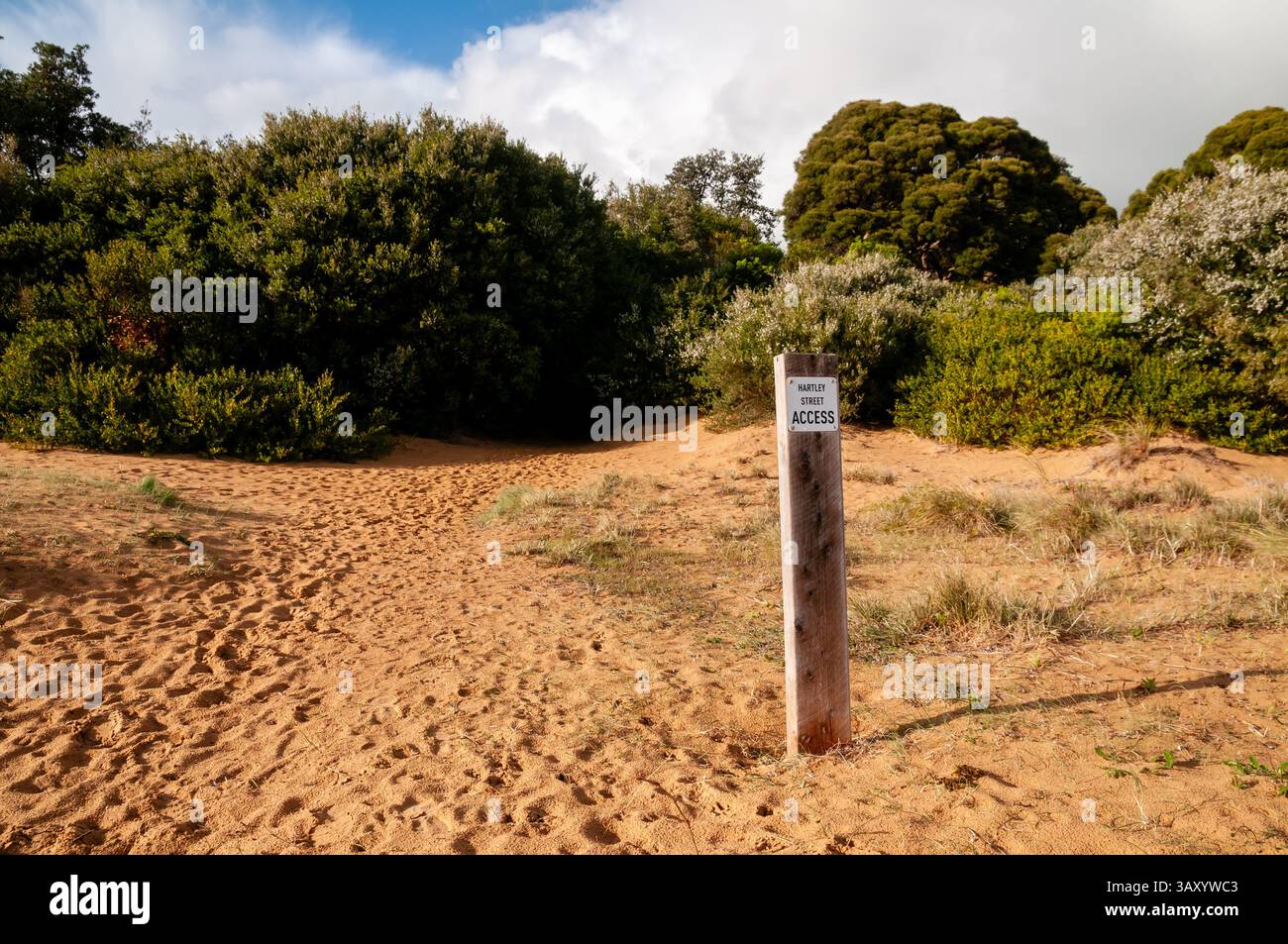 wood post signal to Hartley Street access, Anderson Beach, Phillip ...