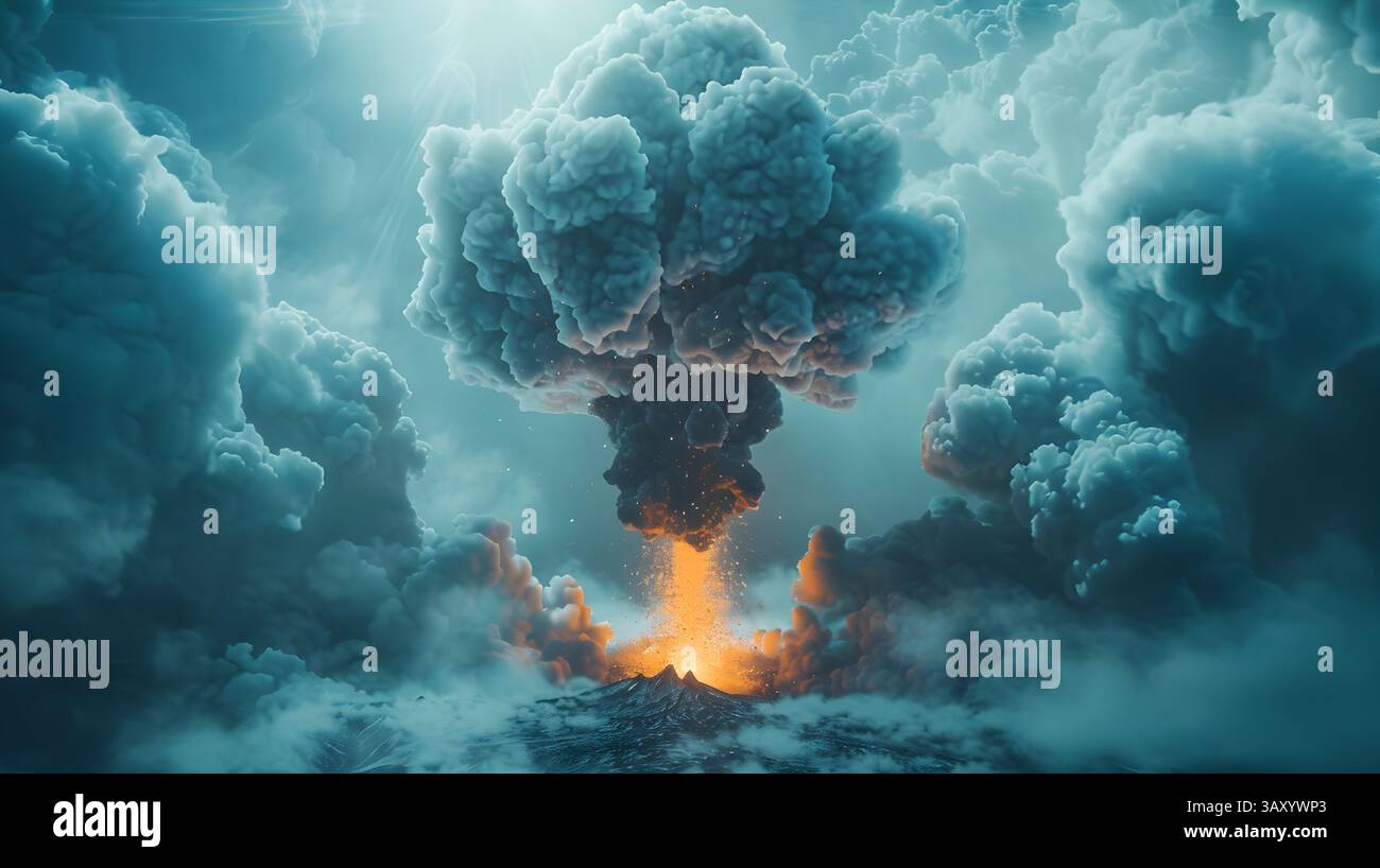 Volcanic Eruption 3D Illustration Stock Photo - Alamy