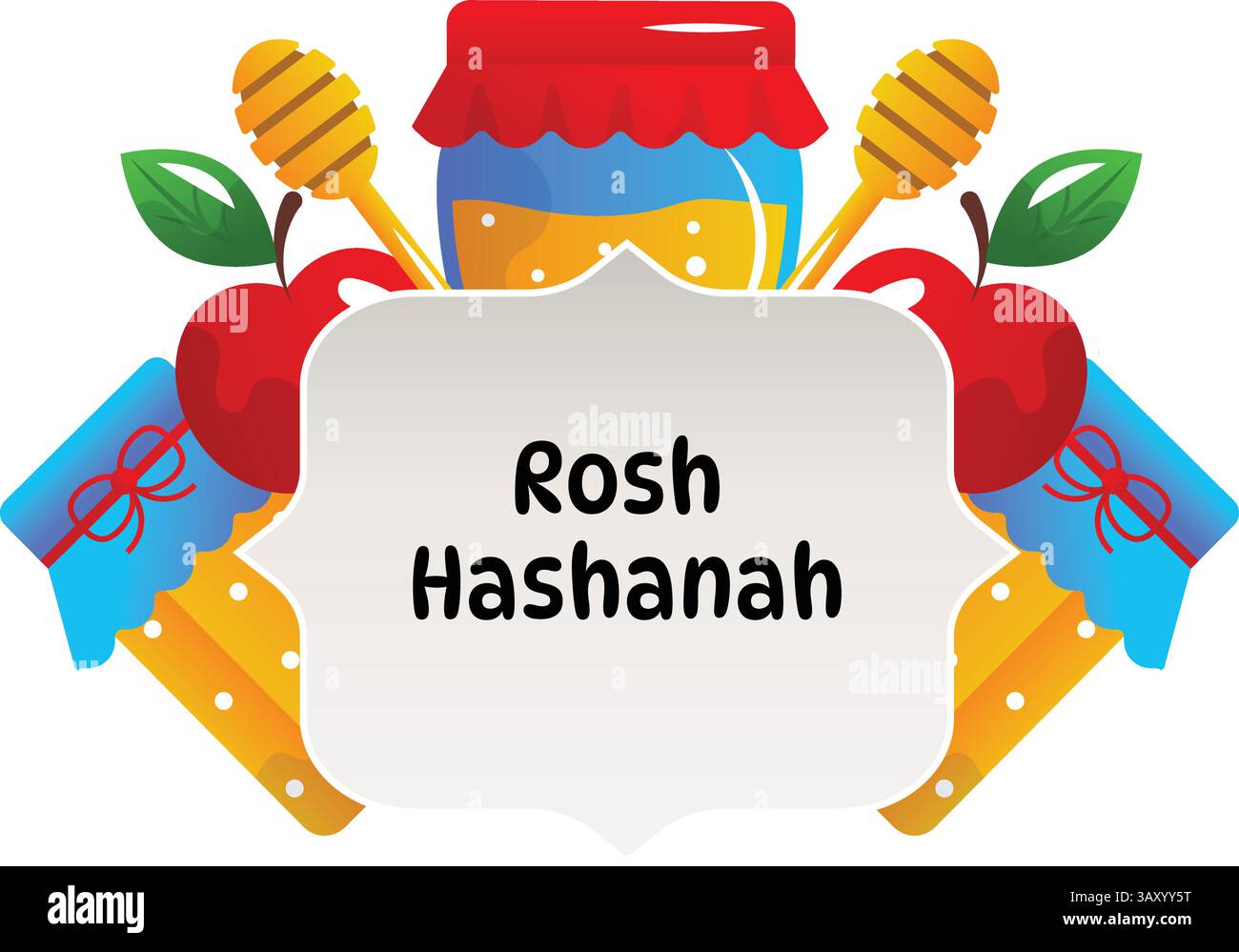 Rosh Hashanah Jewish New Year Celebration Illustration Stock Vector ...