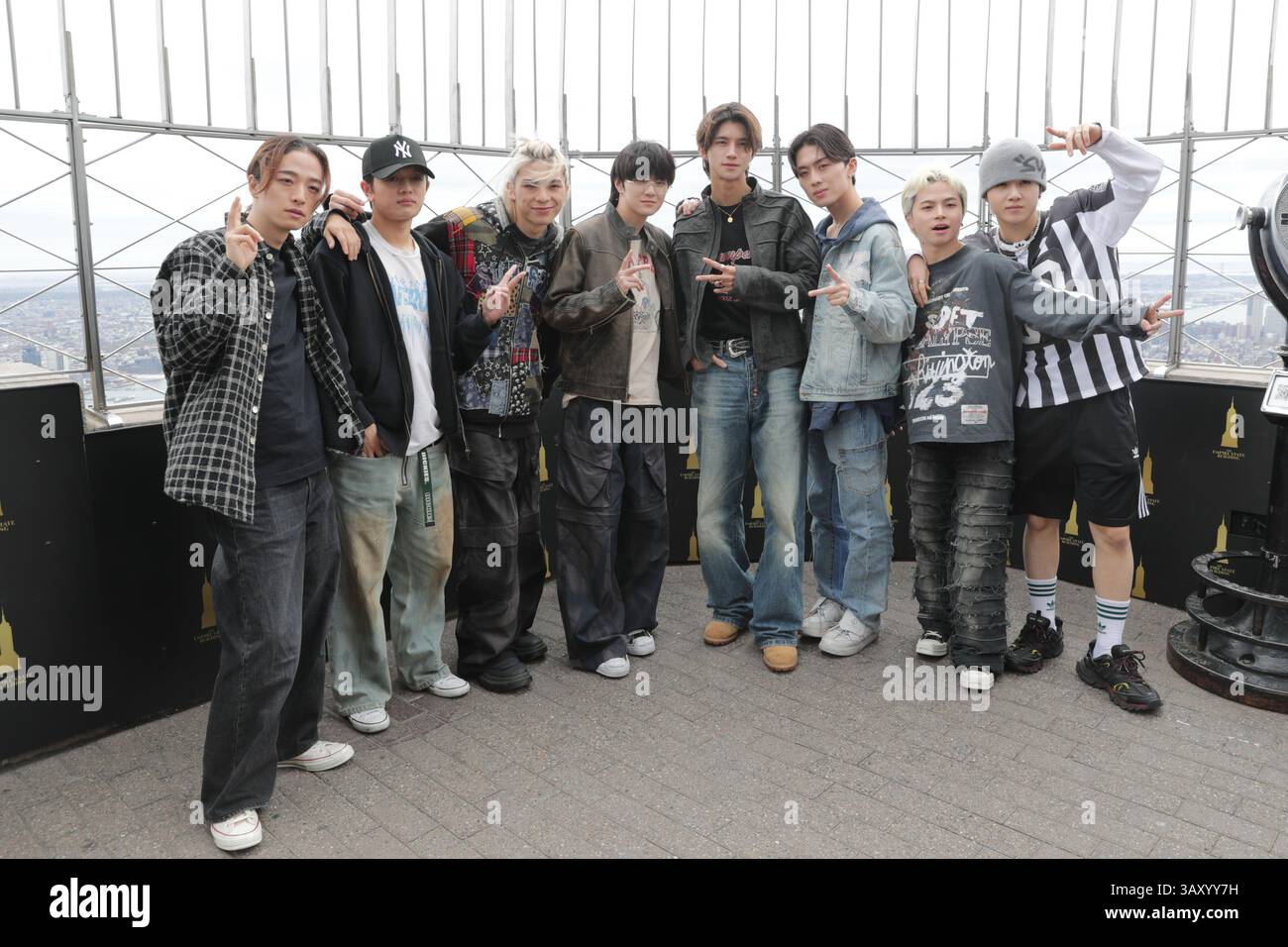 NEW YORK, NY - APRIL 21 2025: Japanese J-POP boy group ONE OR EIGHT comprising members MIZUKI ...