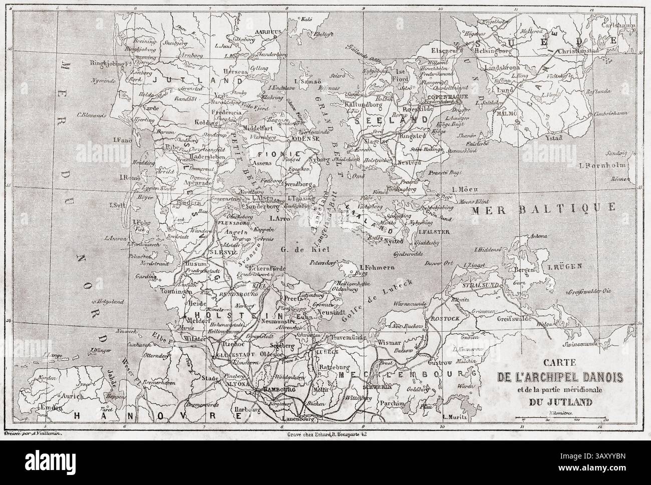 Map of the Danish archipelago and the southern part of Jutland, 1860 ...