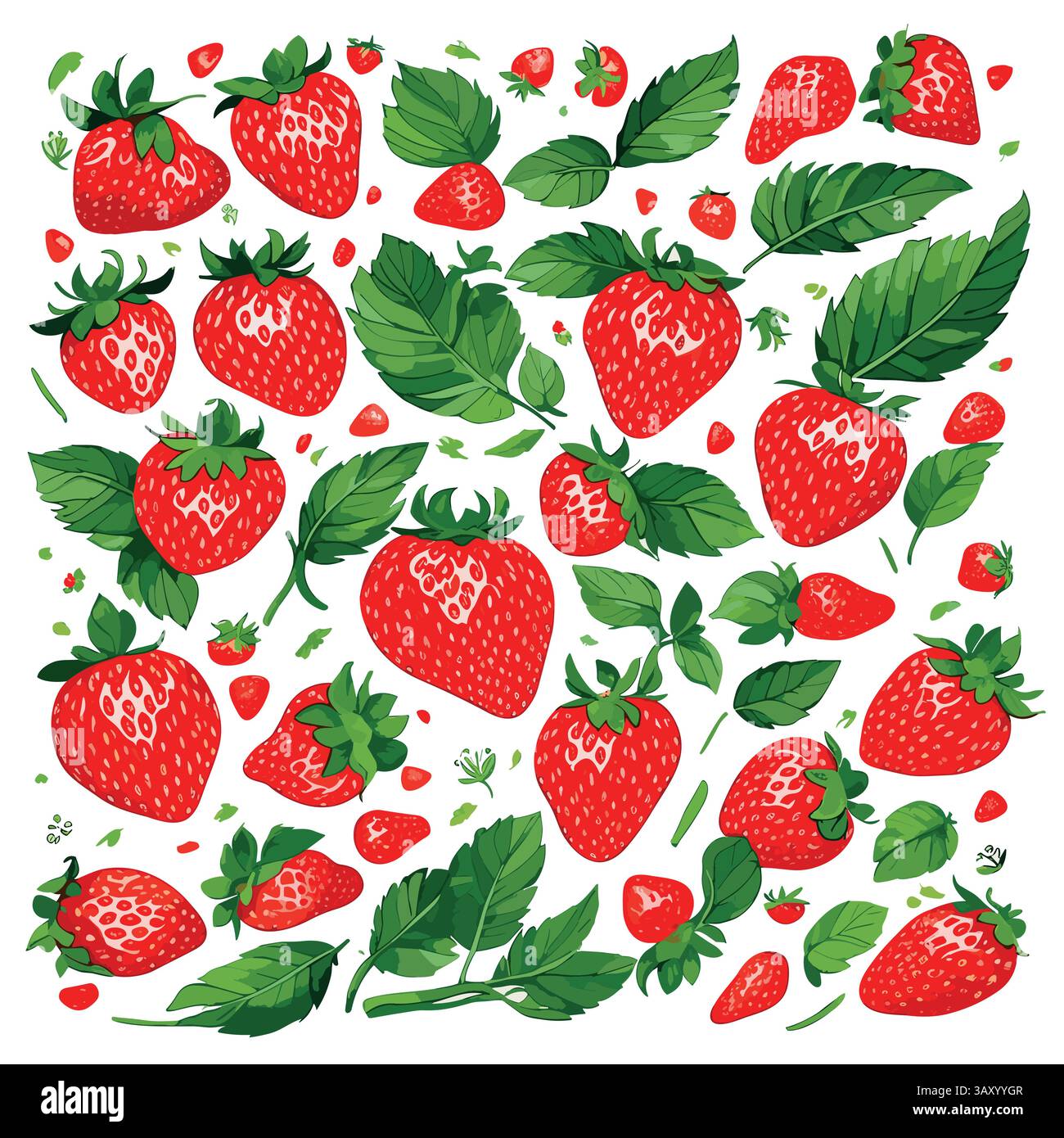 Seamless pattern strawberry garden Cut Out Stock Images & Pictures - Alamy