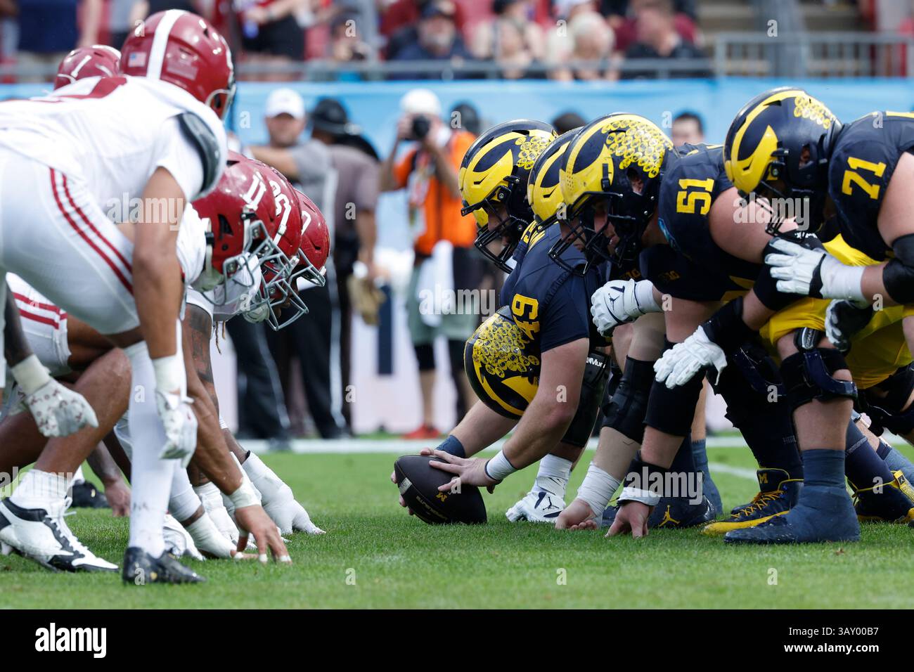 Michigan long snapper William Wagner (49) lines up on the line of ...