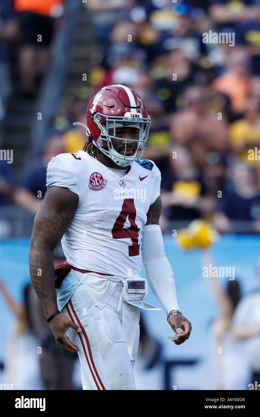 Alabama quarterback Jalen Milroe (4) during the NCAA Reliaquest College ...