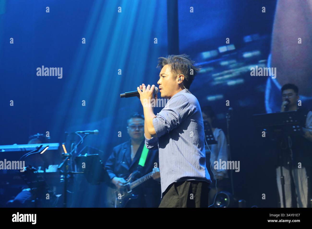 Taiwanese singer and actor Van Fan attends an activity in Wenling City ...