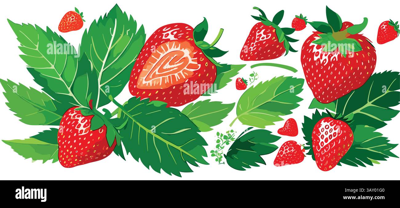 Strawberries on red background Stock Vector Images - Alamy