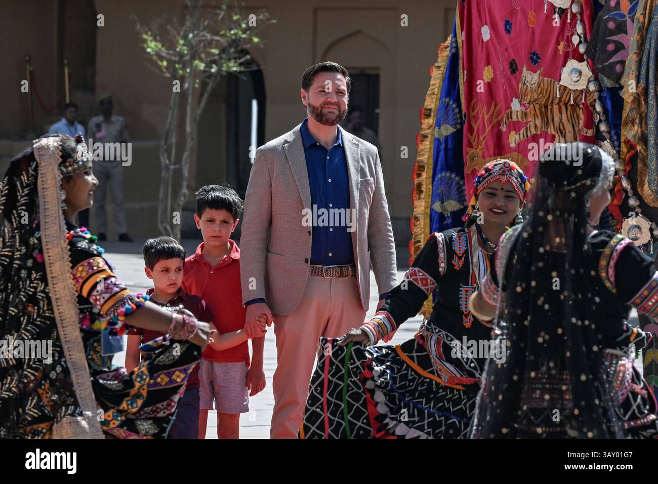 U.S. Vice President JD Vance and his sons, Vivek, left, and Ewan watch ...