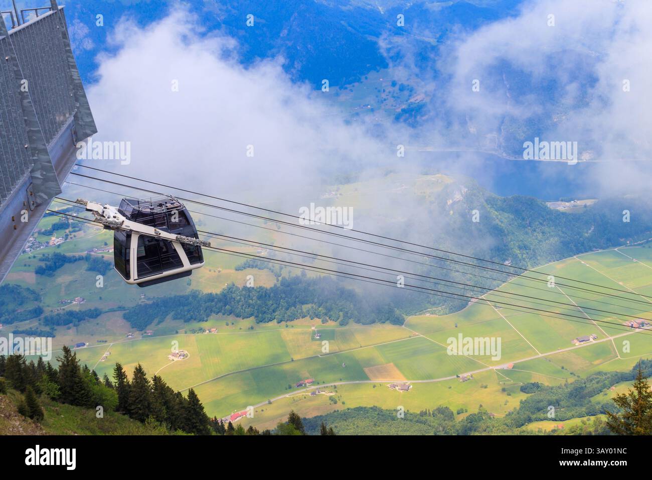 Gondola of Stanserhorn cabrio cable car to Stanserhorn mountain in ...