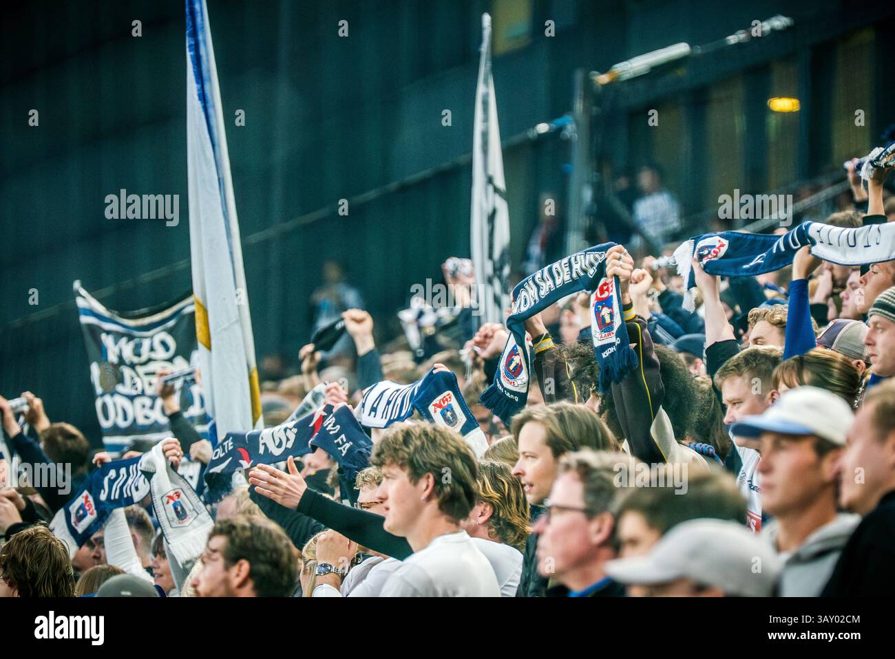Copenhagen, Denmark. 21st Apr, 2025. Football fans of Aarhus GF seen on ...