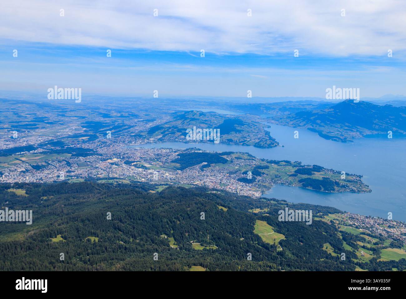Beautiful panoramic view on Lake Lucerne from Mount Pilatus ...